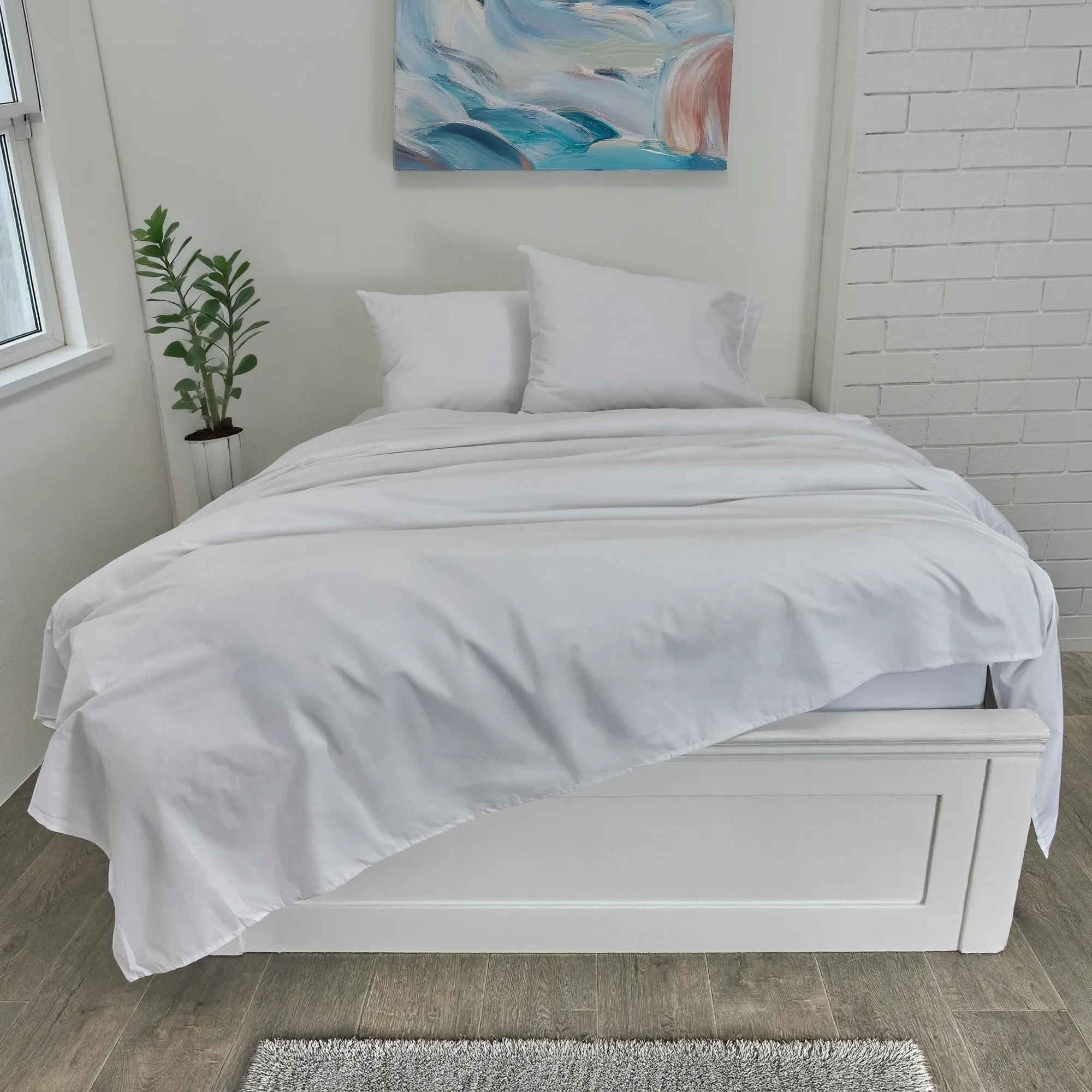 Juego de sábanas 144 hilos con embone blanco